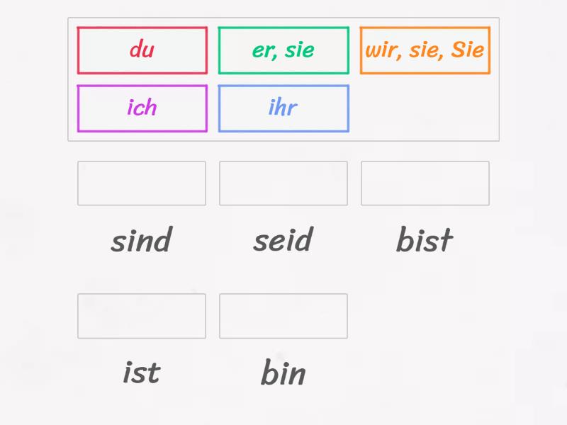 Konjugiere das Verb "sein" - Match up