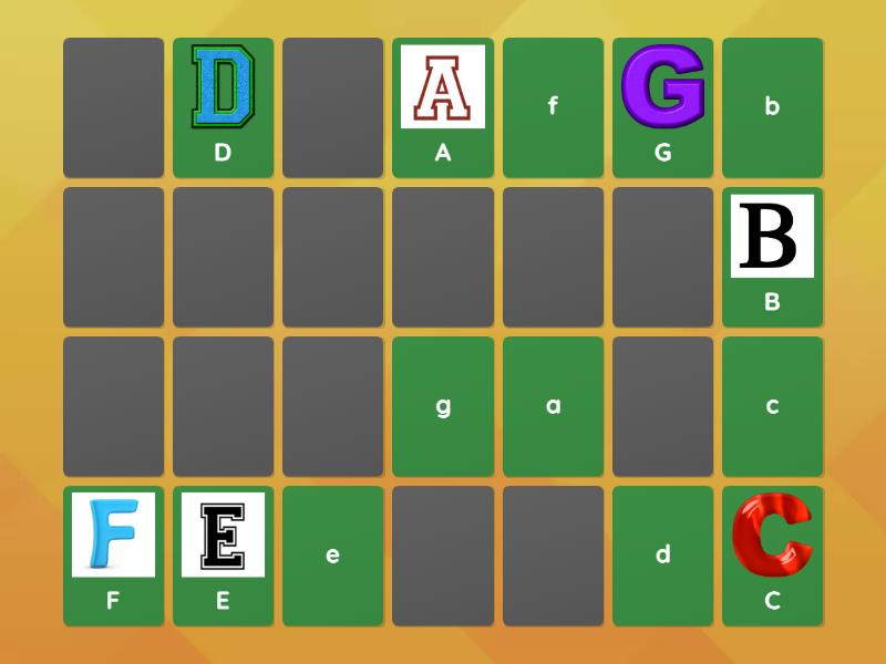 A to N ALPHABET - uppercase x lowercase - Matching pairs