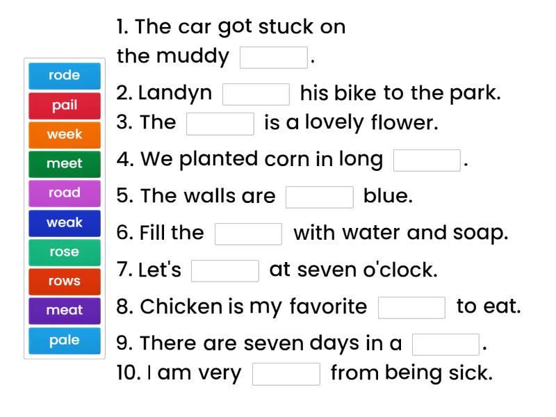 Homophones - Complete the sentence