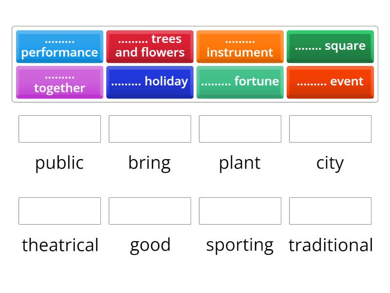 Correct placement of words. - Match up