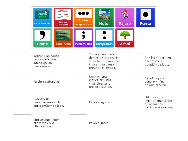 Signos de puntuación, acentuación y tilde - Match up
