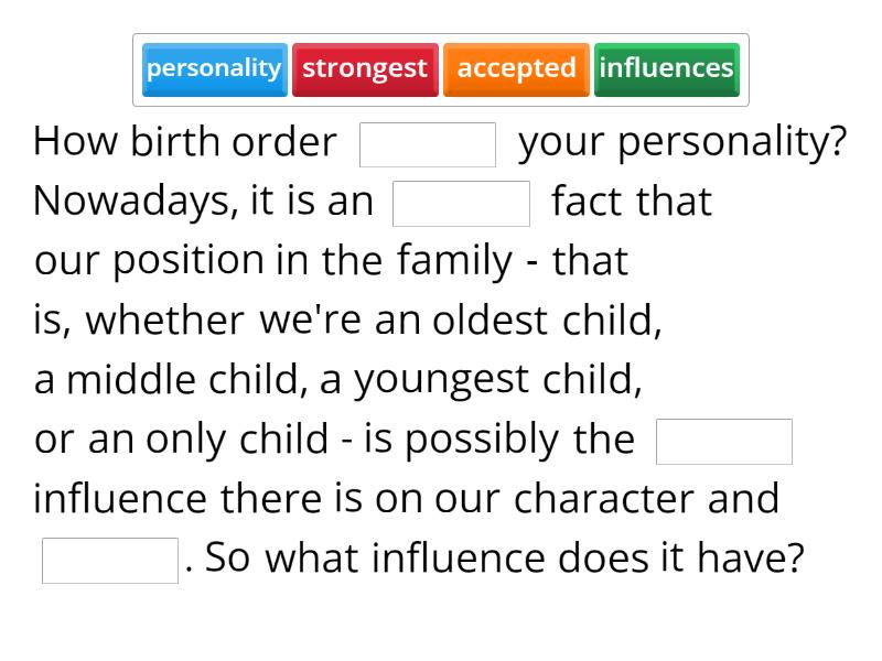 How birth order influences your personality? (An article. English File ...