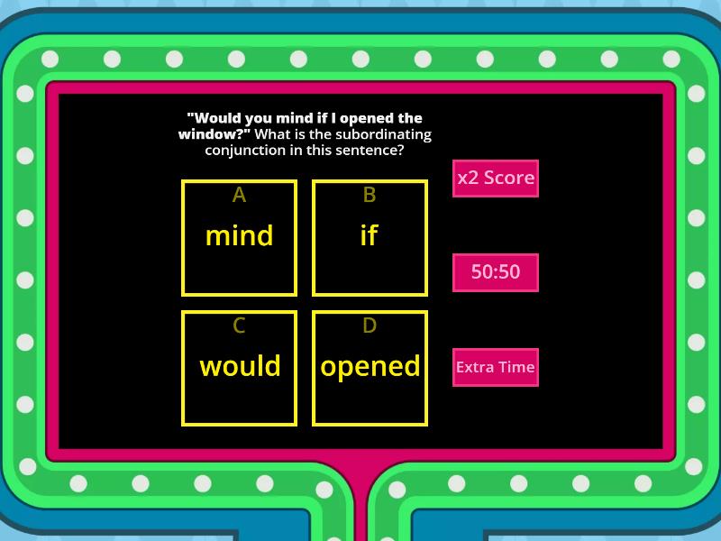 Subordinating Conjunction Game Show - Gameshow quiz