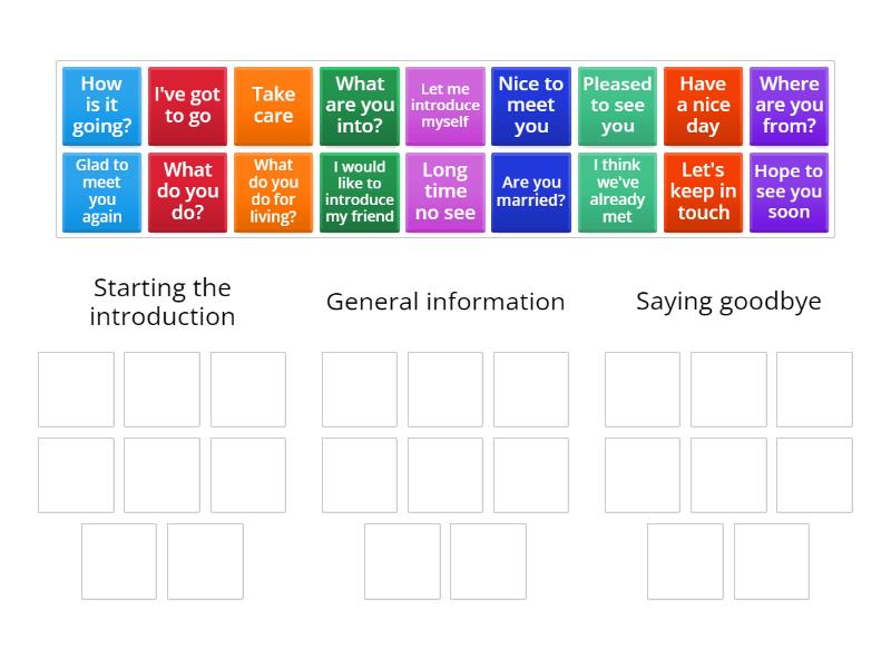 Introduce yourself - Group sort