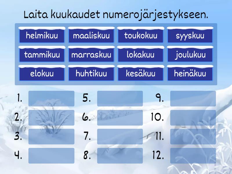 8A. Kuukaudet - Rank order