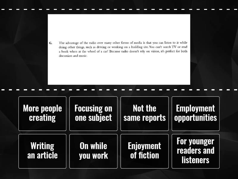 OGE - Reading task 1 - Find the match