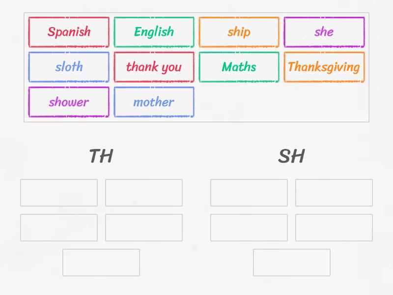 Th and Sh - Group sort