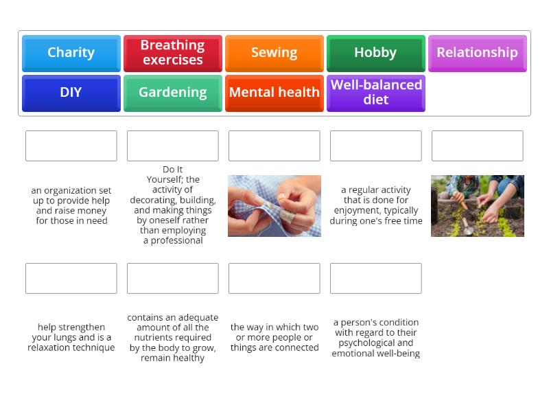 Mental Health and Well-being - 10C - Match up