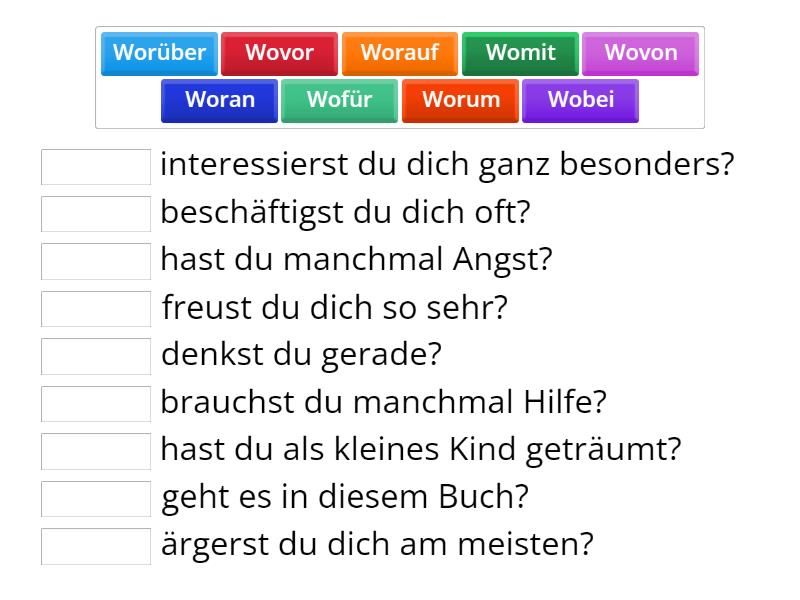 Pronominaladverbien B1 - Match up