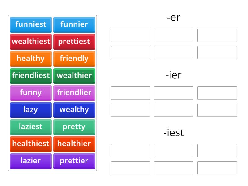 Comparatives -ier, -iest - Group sort