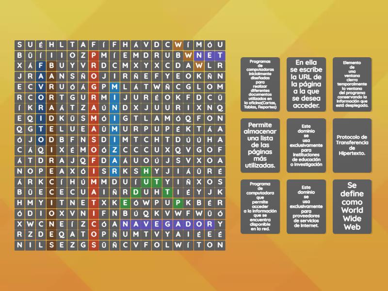 Elementos de una ventana web. - Wordsearch