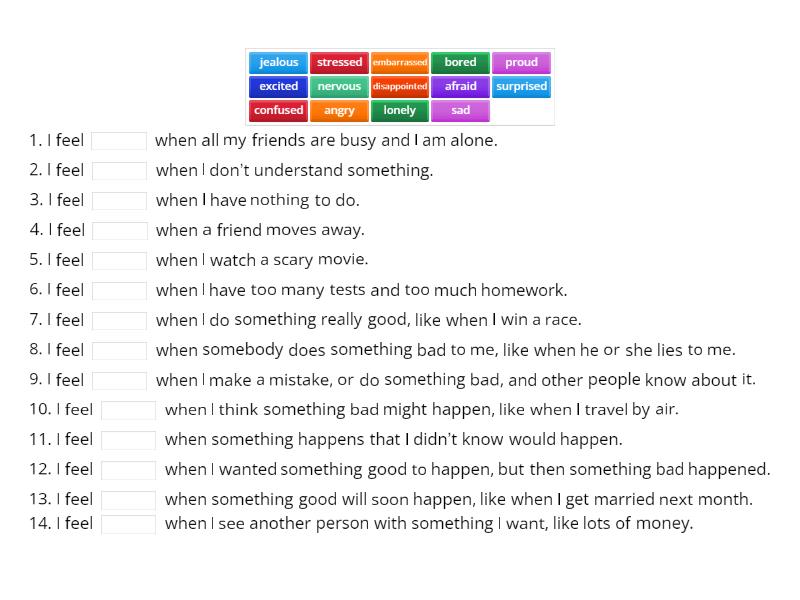emotions - a2 - Complete the sentence