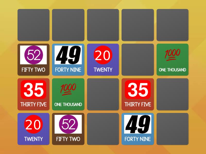 NUMBERS - MEMORY GAME - Matching pairs