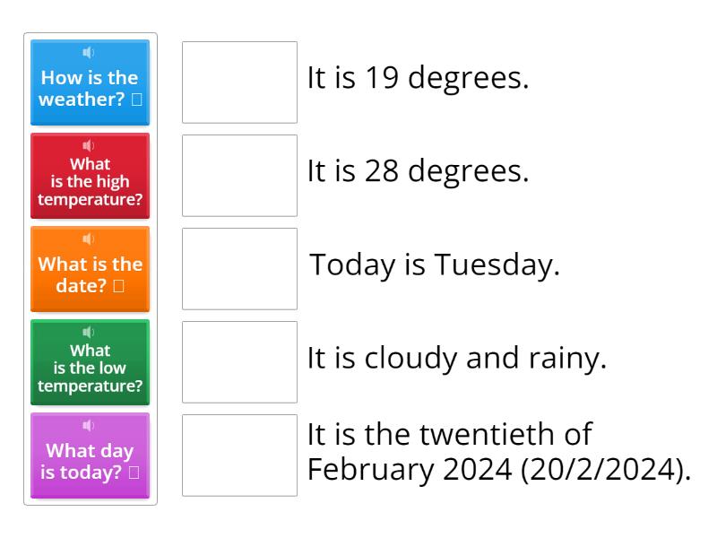 Greetings and weather - Match up