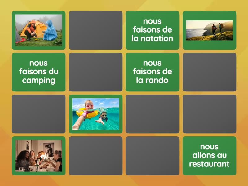 Les vacances/ Holidays S2 French - Matching pairs