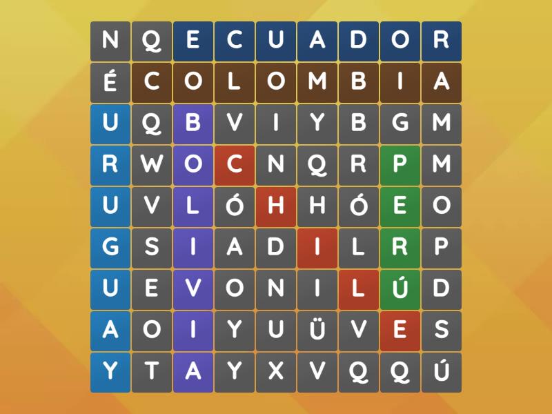 paises de latinoamerica - Wordsearch