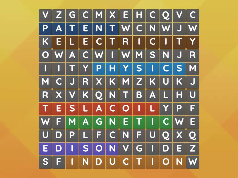 Nikola Tesla - Wordsearch