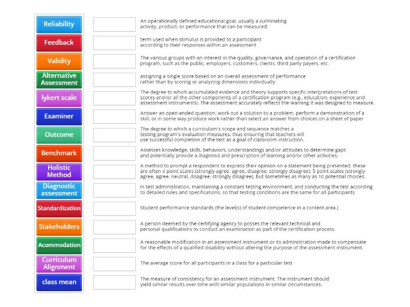 Assessment Definitions Matchup - Match up
