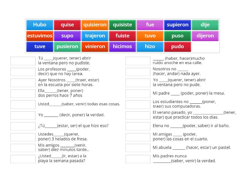 Irregular Preterite verbs - Match up