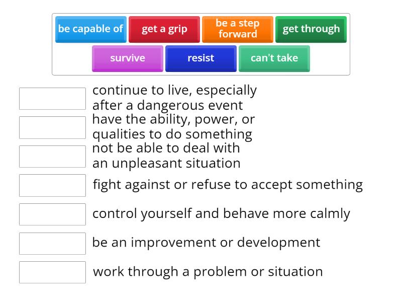 E5 - Unit 1 Lesson 1.1: Facing challenges - Match up