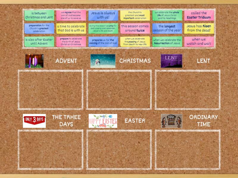 Chapter 6 - The Church Year - Religion - Grade 3 - Group sort