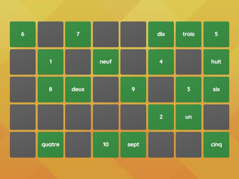 Les chiffres de 1 à 20 - Matching pairs