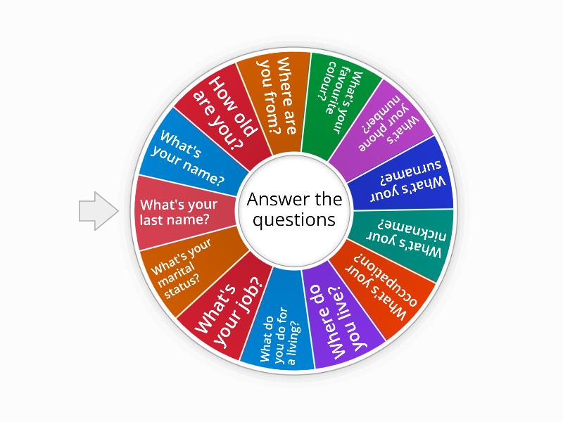 Personal information - questions - Spin the wheel