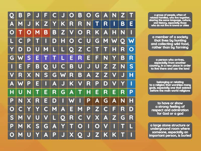 Irish History - Vocabulary - Wordsearch