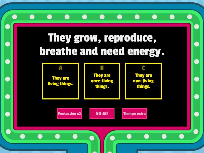 LIVING THINGS, ONCE-LIVING THINGS AND NON-LIVING THINGS - Gameshow quiz