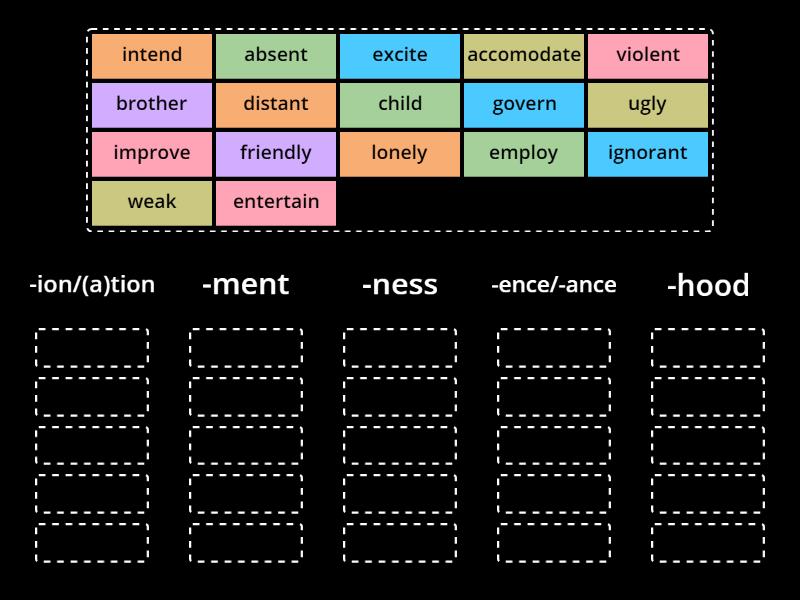Word formation Upper-intermediate - Group sort