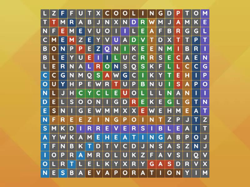States of Matter - Sopa de letras