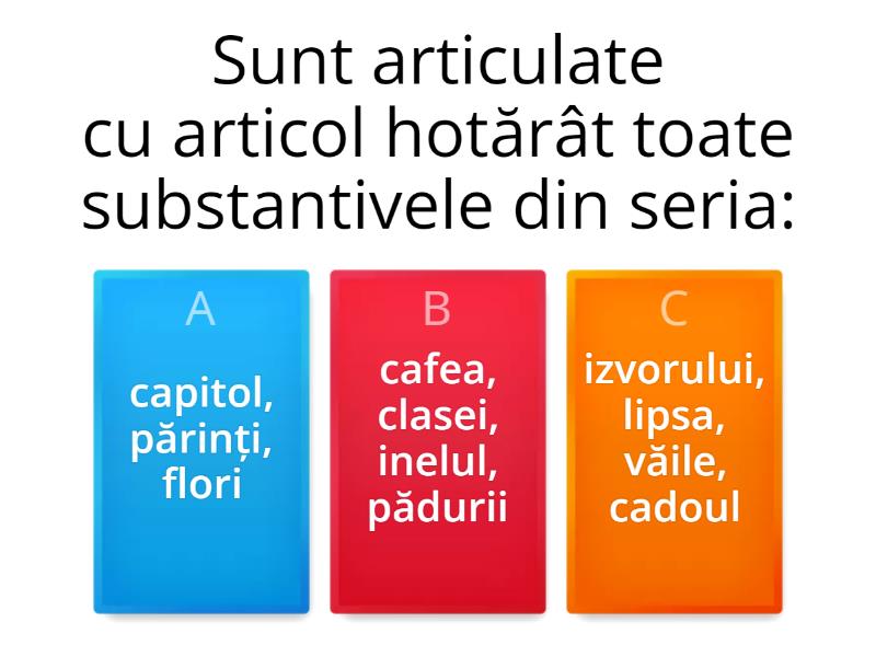 Substantivul Clasa a 7-a - Chestionar