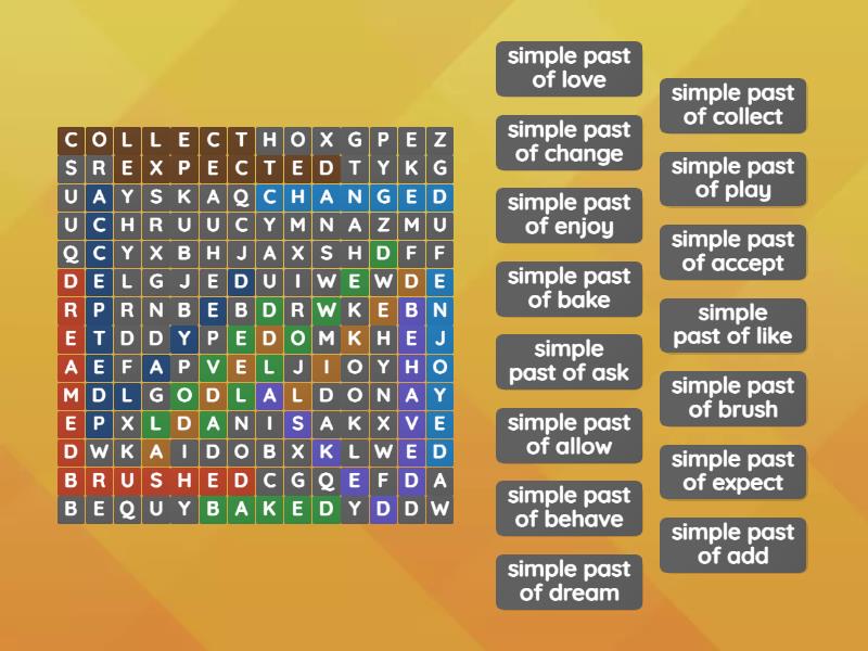 Regular verbs in past - Wordsearch