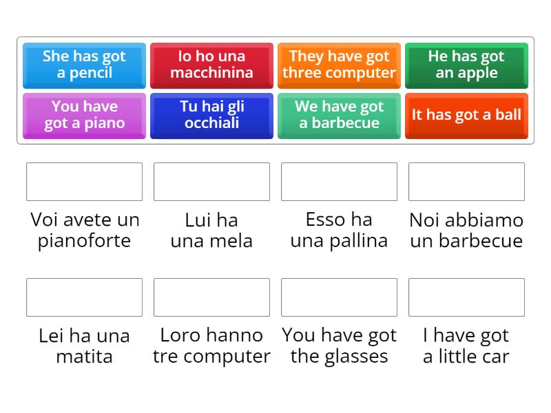 Have got/has got - Match up