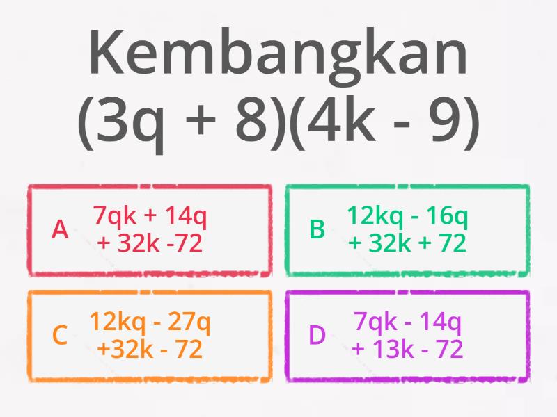 PEMFAKTORAN DAN PECAHAN ALGEBRA - Quiz