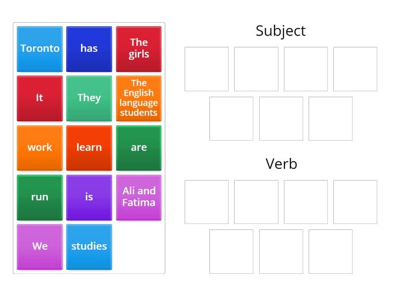 Identify Subjects and Verbs - Group sort