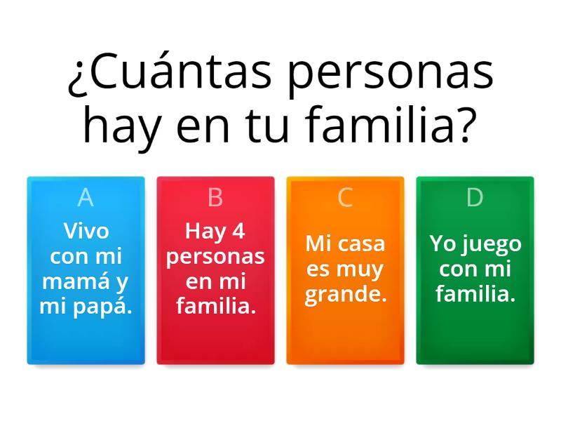 Familia preguntas Multiple choice Wordwall - Cuestionario