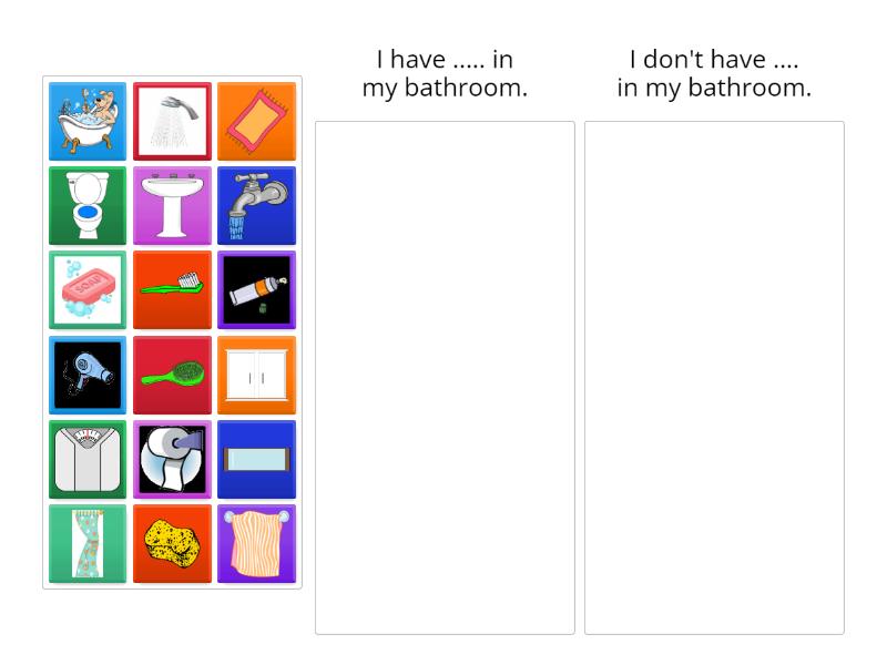 In the bathroom Vocabulary - Categorize