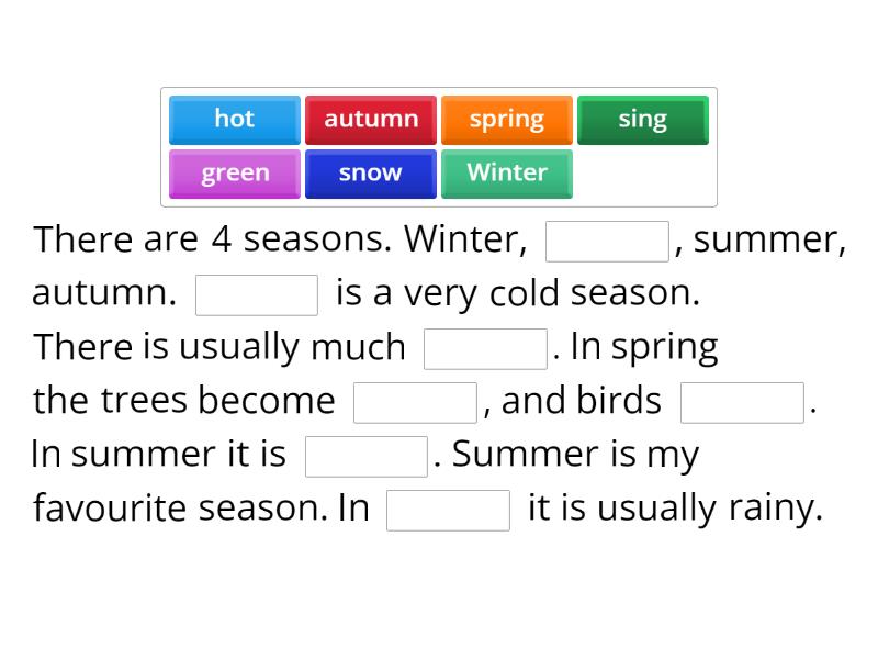 Seasons text - Complete the sentence