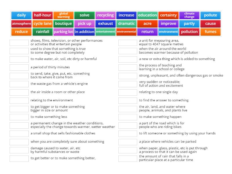 Unit 3 Vocabulary - Match up