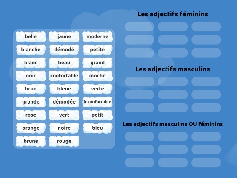 Les adjectifs - Ordenar por grupo