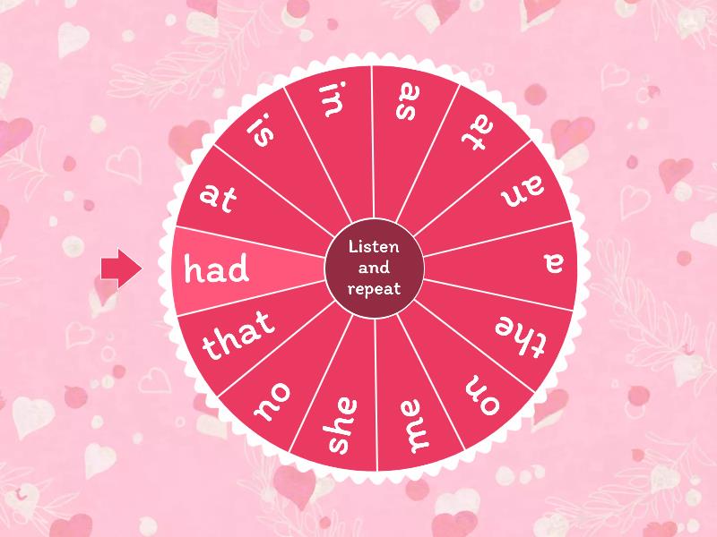 T1W1-4 High Frequency Words - Spin the wheel