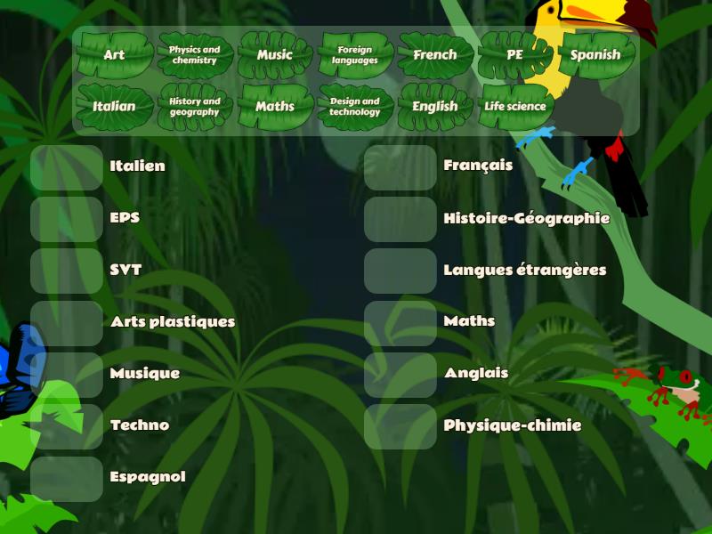 FRENCH SCHOOL SUBJECTS - Match up