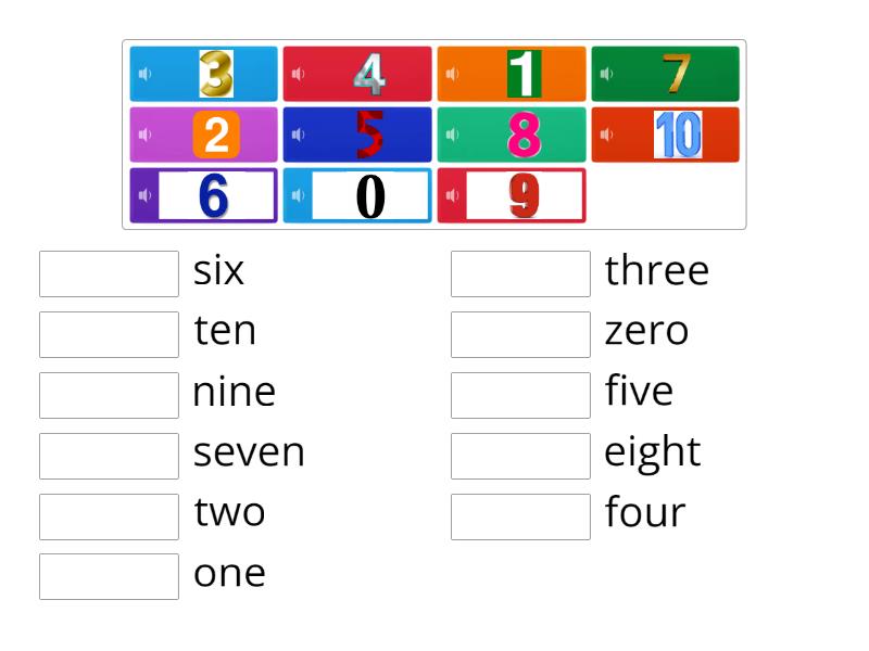 Numbers 0-10 (English) - Match up