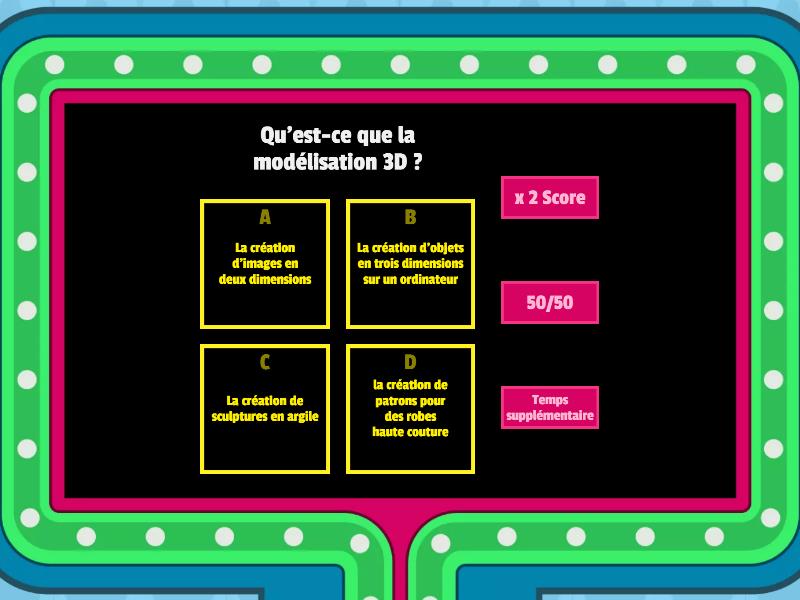Quiz sur les 3 étapes de l'impression 3D - Gameshow quiz