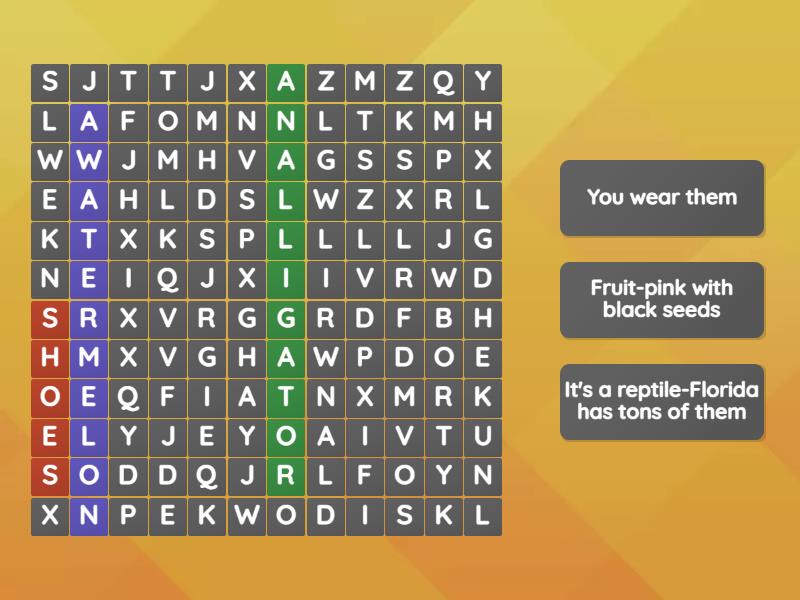 Guess the things - Wordsearch