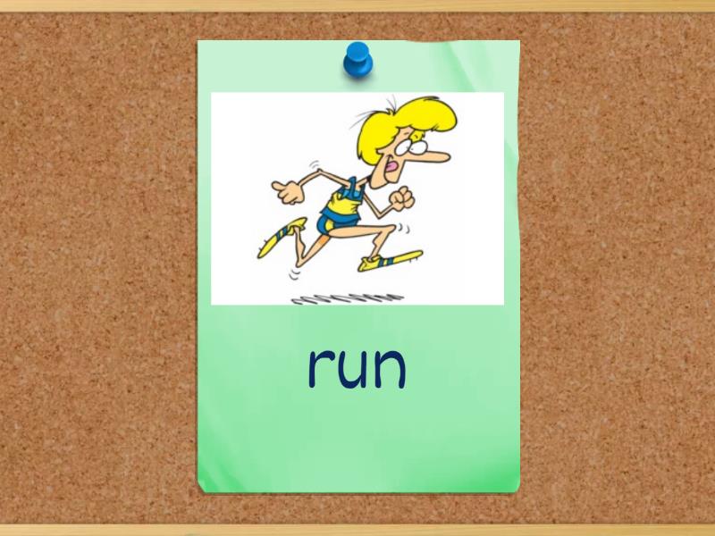 Action verbs - jump, run, fly, swim,climb - Flash cards