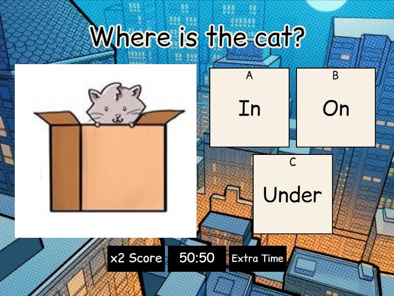 Prepositions of place / school objects - Gameshow quiz
