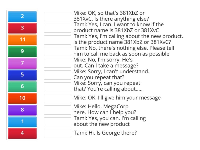 Order conversation - Match up