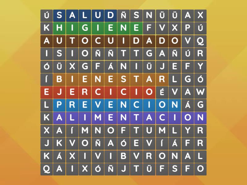 Habitos Saludables - Sopa de letras